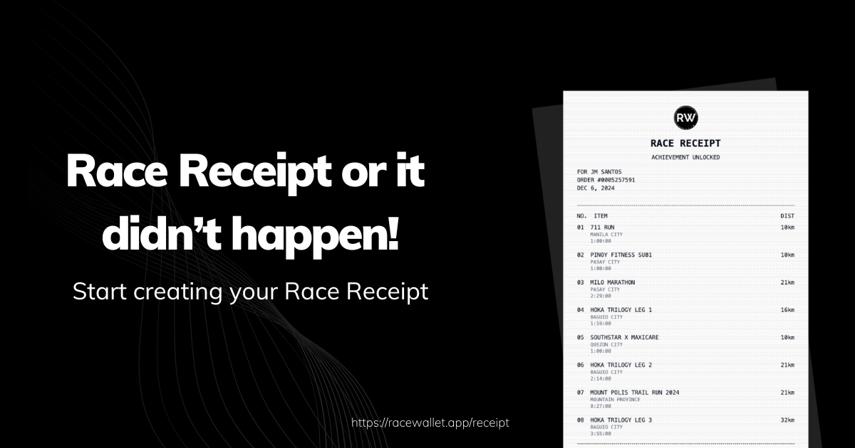 Race Receipt - Make Your Races Official